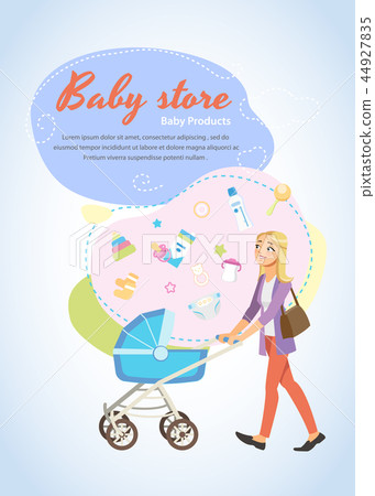 Baby Store Vertical Cartoon Vector Poster or Flyer - Stock Illustration ...