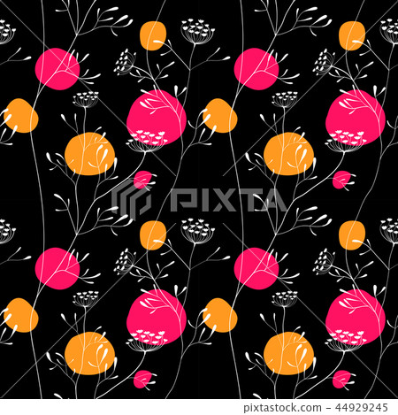 Sunset meadow seamless pattern - Stock Illustration [44929245] - PIXTA