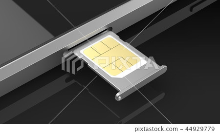SIM card and smartphone close up black background - Stock Illustration ...