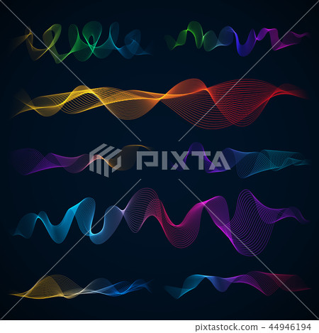 Luminous 3d sound waves, energy effect vector set - Stock Illustration ...