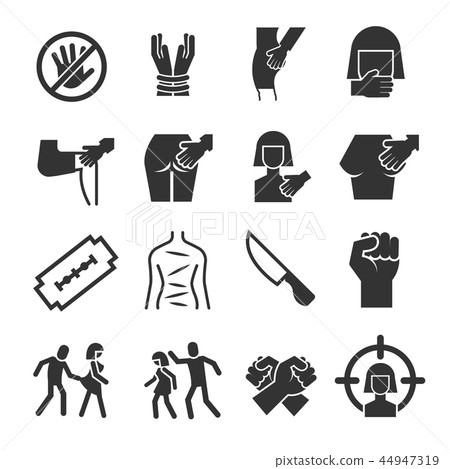 Sexual abuse, harassment, violence vector icons... - Stock Illustration ...