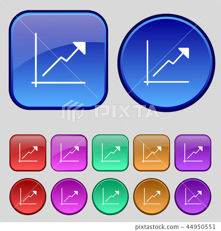 Chart icon sign. A set of twelve vintage buttons f - Stock Illustration ...