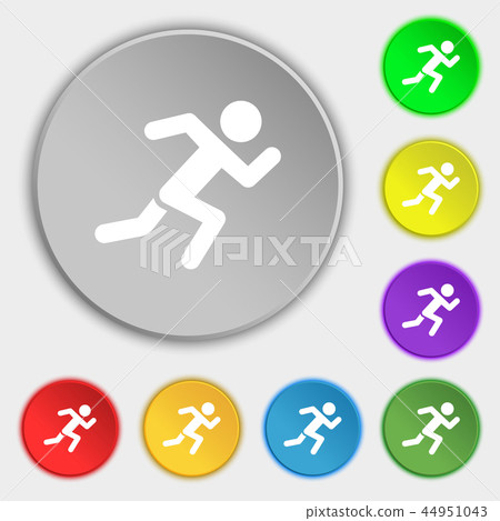 simple running human icon sign. Symbol on eight fl - Stock Illustration ...