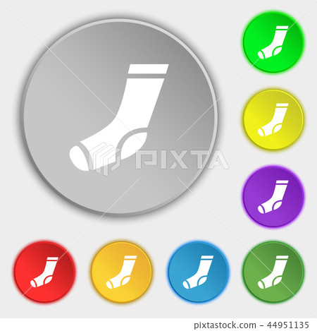 socks icon sign. Symbol on eight flat buttons. Vec - Stock Illustration ...