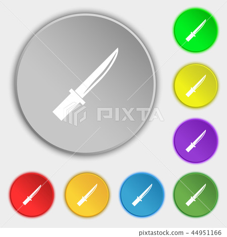 knife icon sign. Symbol on eight flat buttons. Vec - Stock Illustration ...
