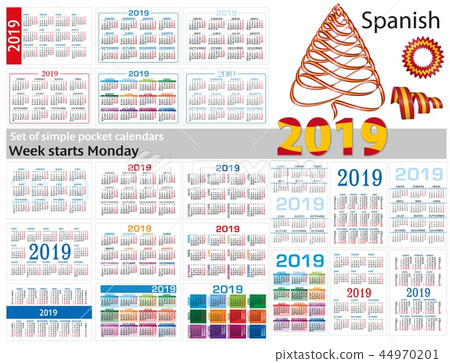 Set of simple Spanish pocket calendars for 2019 - Stock Illustration ...
