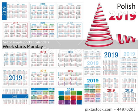 Set of simple Polish pocket calendars for 2019-插圖素材 [44970205] - PIXTA圖庫