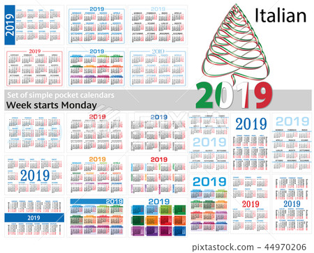 Set of simple Italian pocket calendars for 2019 - Stock Illustration ...
