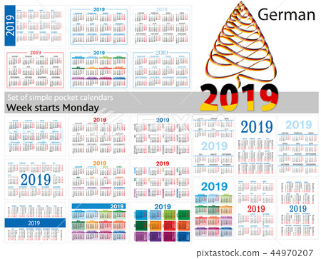 Set of simple German pocket calendars for 2019 - Stock Illustration ...