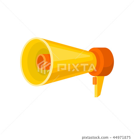 Flat vector icon of bright yellow megaphone.... - Stock Illustration ...