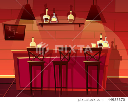 Bar pub counter interior cartoon illustration - Stock Illustration ...