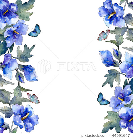 Watercolor blue bouquet of poppy flower. Floral... - Stock Illustration ...
