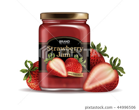 Strawberry jam package design - Stock Illustration [44996506] - PIXTA
