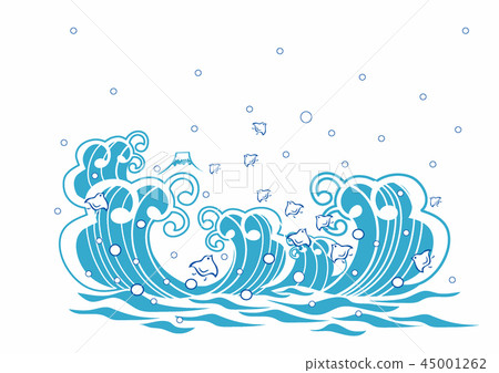 Japanese pattern, wave Fuji to plover - Stock Illustration [45001262 ...