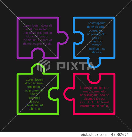 The Puzzle Infographics. Jigsaw Four Steps Puzzle. - Stock Illustration ...