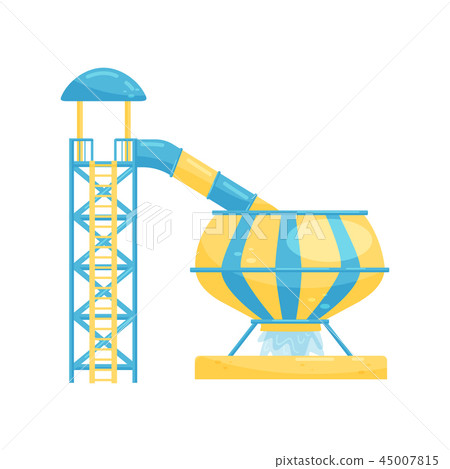Tunnel water slide with circular bowl and pool.... - Stock Illustration ...
