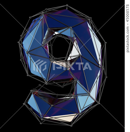 Low poly style number 9. Blue color isolated on... - Stock Illustration ...