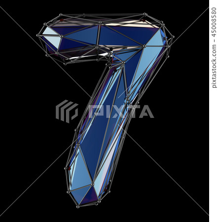 Low poly style number 7. Blue color isolated on... - Stock Illustration ...