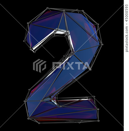 Low poly style number 2. Blue color isolated on... - Stock Illustration ...
