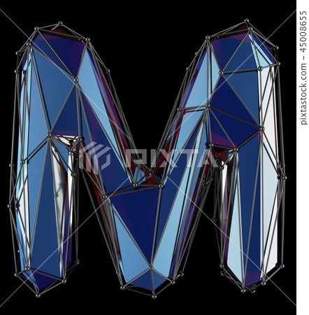 Capital latin letter M in low poly style blue... - Stock Illustration ...