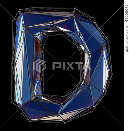 Capital latin letter D in low poly style blue... - Stock Illustration ...
