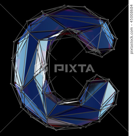 Capital latin letter C in low poly style blue... - Stock Illustration ...