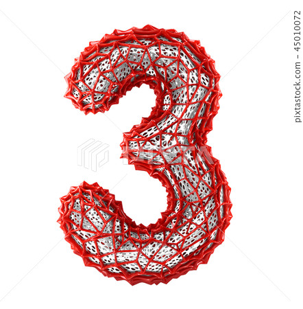Number 3 three made of red plastic with... - Stock Illustration ...