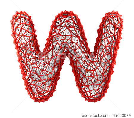 Red plastic letter W with abstract holes. 3d - Stock Illustration ...