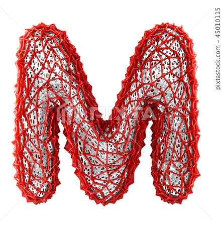 Red plastic letter M with abstract holes. 3d - Stock Illustration ...