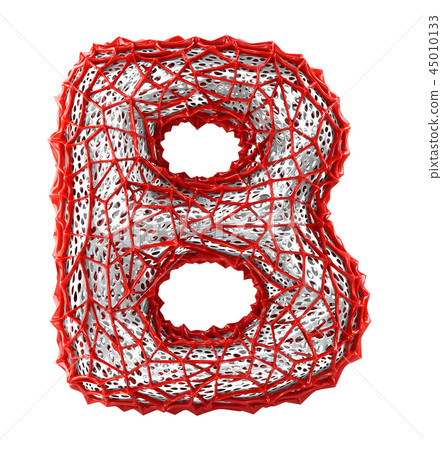 Red plastic letter B with abstract holes. 3d - Stock Illustration ...