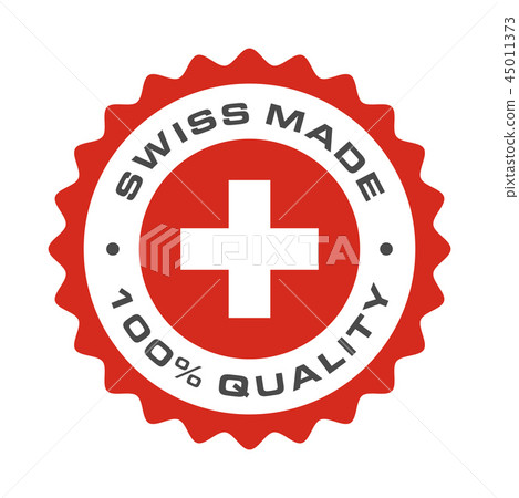 Swiss made quality Switzerland vector flag seal - Stock Illustration ...