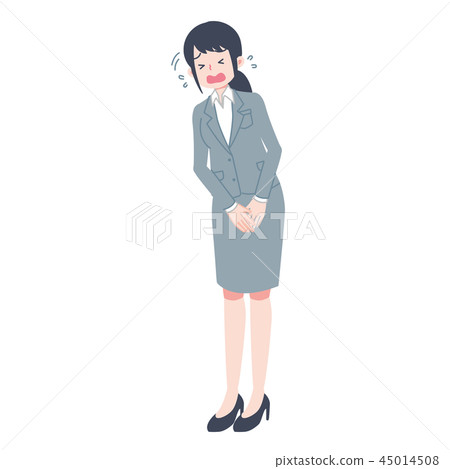 Female office worker desperately apologizing - Stock Illustration ...