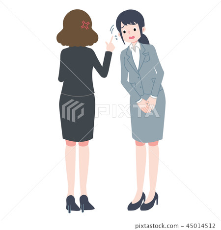 Female office worker apologizing to his boss - Stock Illustration ...