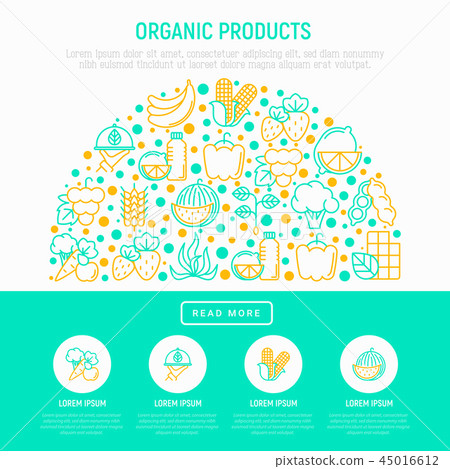 Organic products concept in half circle - Stock Illustration [45016612 ...