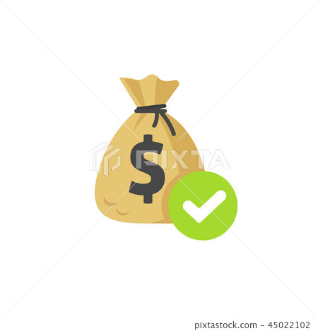 Money with approved checkmark vector icon, flat... - Stock Illustration ...