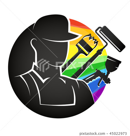 Painter with tools symbol - Stock Illustration [45022973] - PIXTA