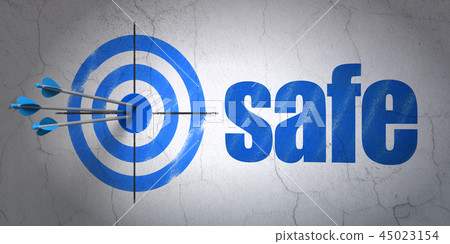 Protection concept: target and Safe on wall... - Stock Illustration ...