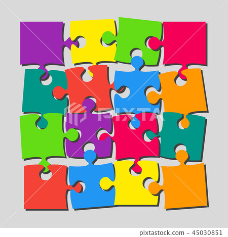 The 16 Pieces Puzzle Banner Jigsaw of Signboard. - Stock Illustration ...