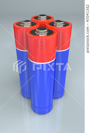 Four standing red and blue recycable batteries - Stock Illustration ...