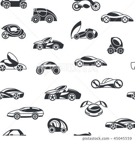 Digital vector future car simple icons - Stock Illustration [45045559 ...