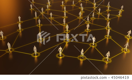 3D rendering with social communication and network - Stock Illustration ...
