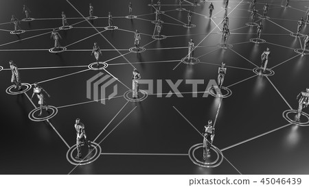 3D rendering with social communication and network - Stock Illustration ...