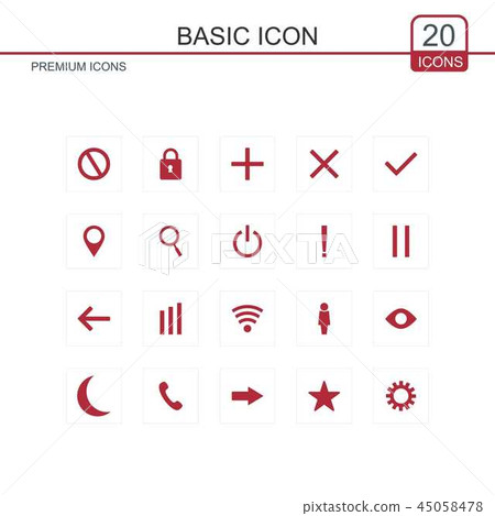 Basic icons set vector - Stock Illustration [45058478] - PIXTA
