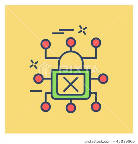 Cyber security colored icon with yellow background - Stock Illustration ...