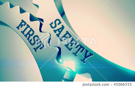 Safety First - Mechanism of Metal Cog Gears . 3D . - Stock Illustration ...