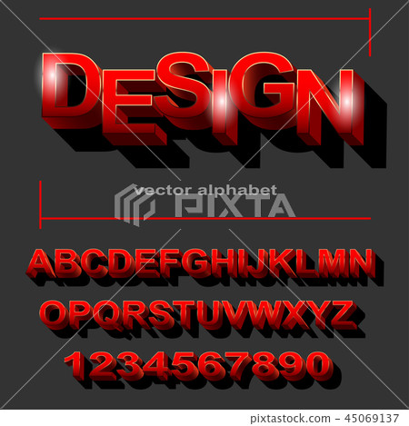Modern red font design for typography on grey - Stock Illustration ...