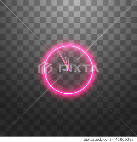 Neon light. Clock line icon. Time sign. Office... - Stock Illustration ...