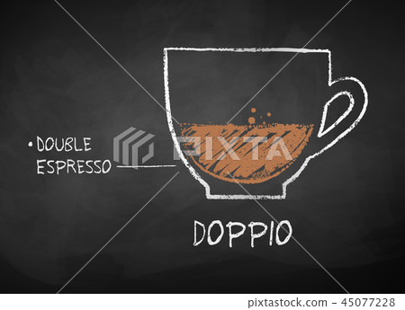 Vector chalk drawn sketch of Doppio coffee - Stock Illustration ...