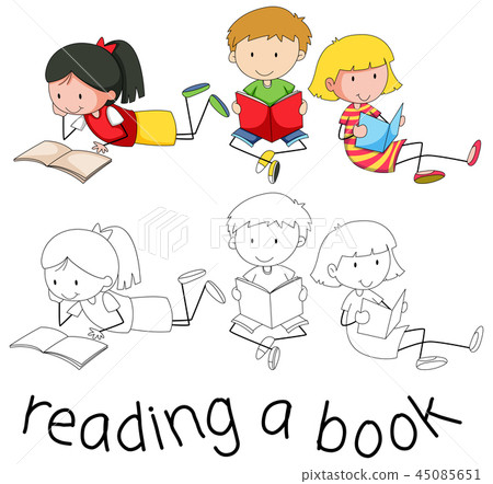 Student character reading book - Stock Illustration [45085651] - PIXTA