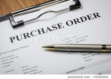 Close up of purchase order form with pen - Stock Photo [45090068] - PIXTA